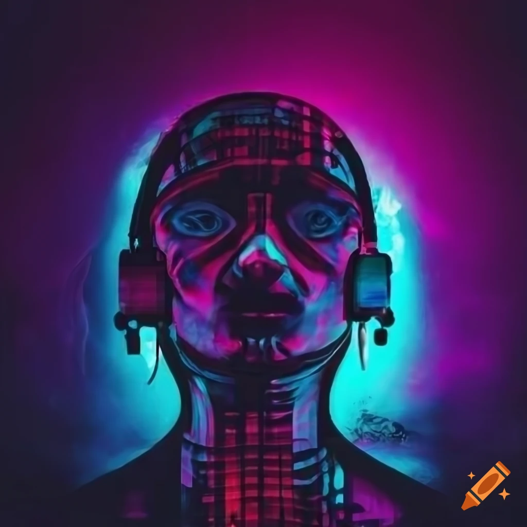 Techno music album cover on Craiyon