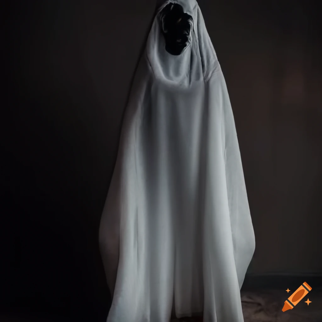 Spooky bedsheet ghost costume on a cheetah for Halloween on Craiyon