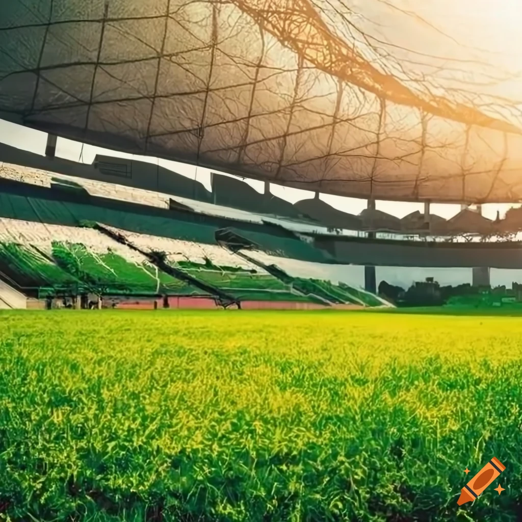 Modern sports stadium with vibrant lawn and sports shirt in the field ...