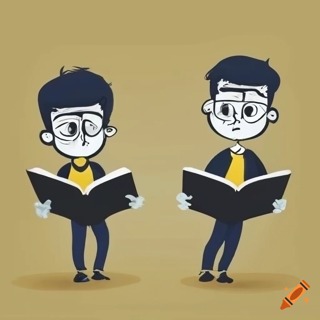 Two men reading the same book with graphic facilitation style in black ...