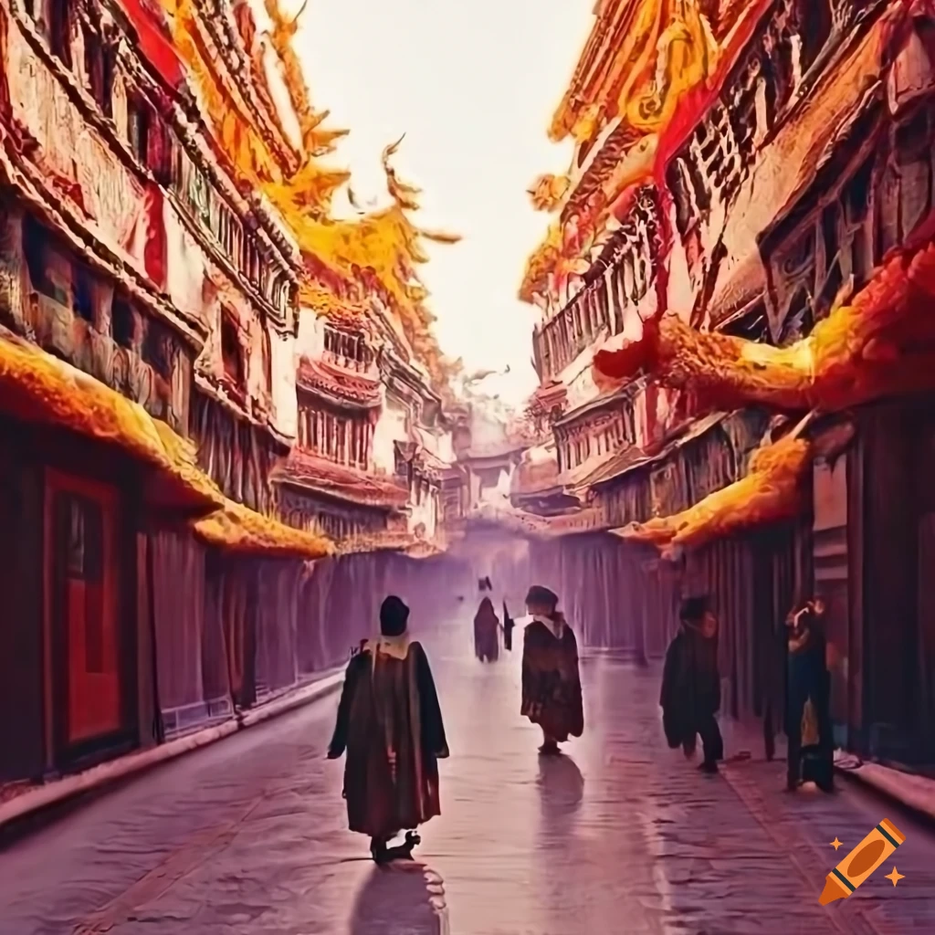 Lively scene in lhasa, china on Craiyon