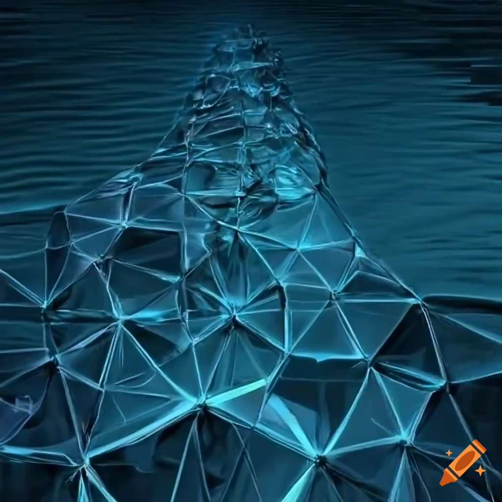 Abstract 3d mesh triangles representing water on Craiyon