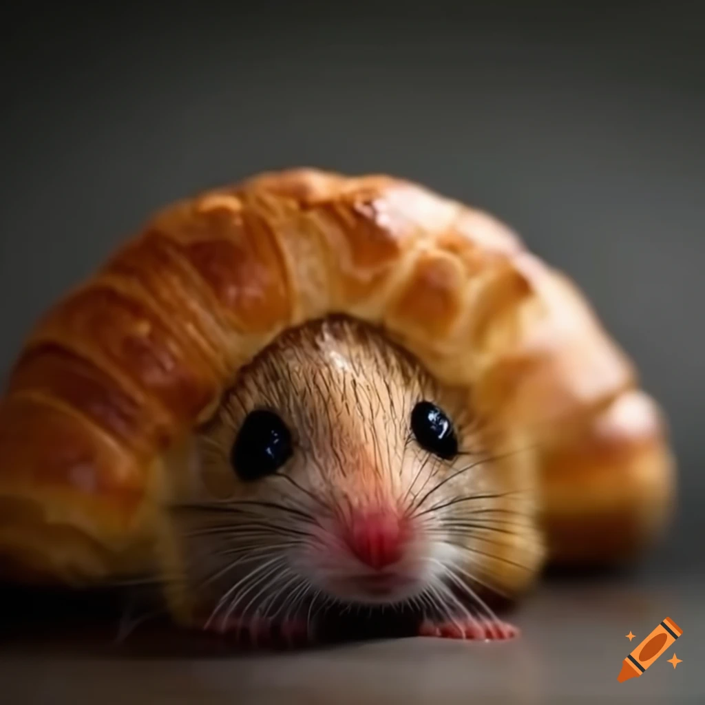 Mouse inside a croissant on Craiyon
