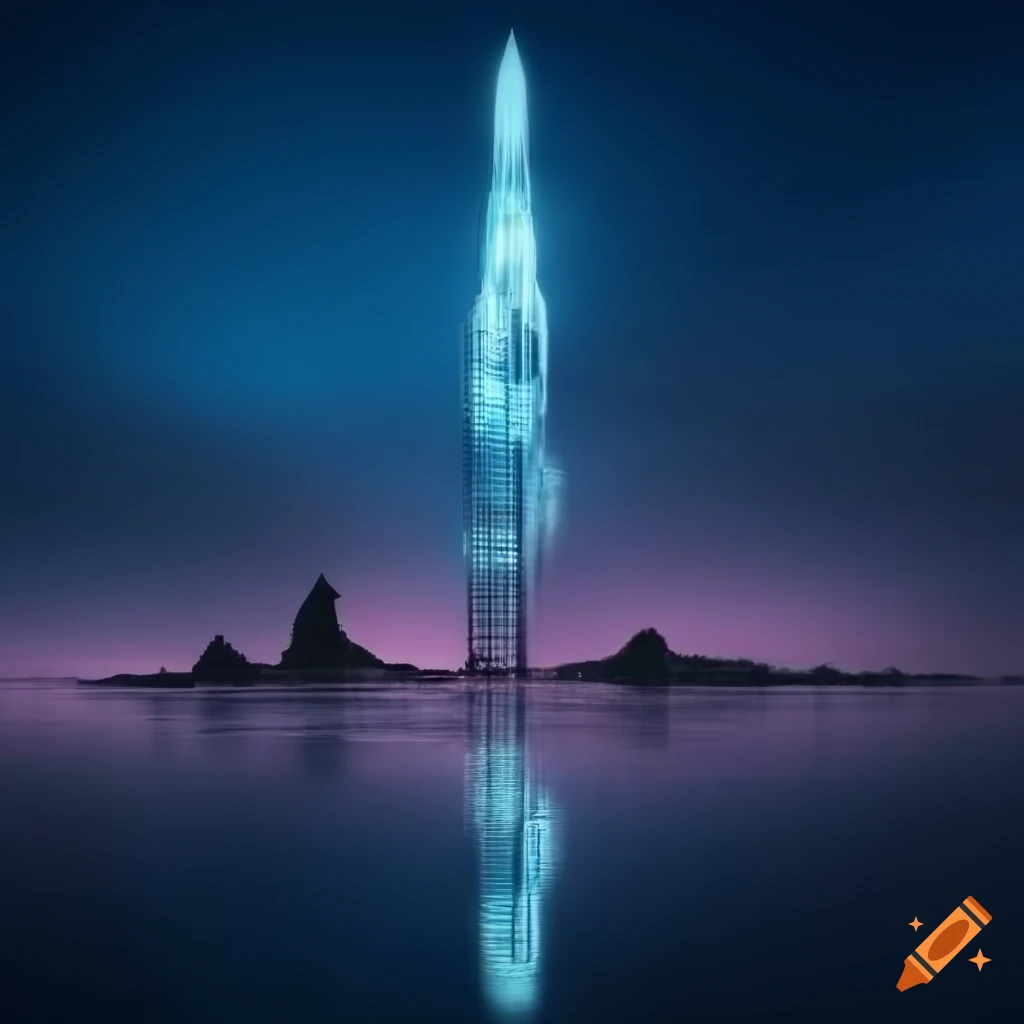 Cityscape with illuminated buildings at night on Craiyon