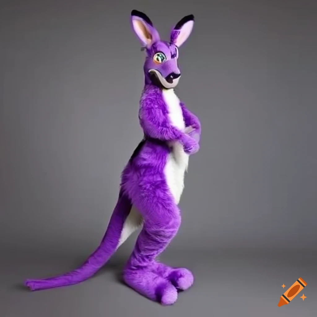 Man in a purple kangaroo mascot costume on Craiyon