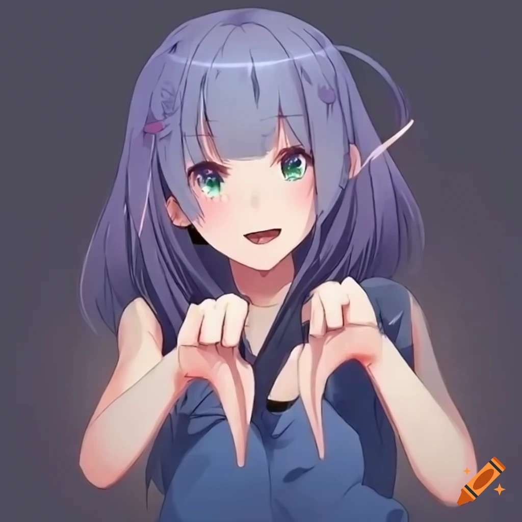 Anime girl pointing her fingers downward on Craiyon