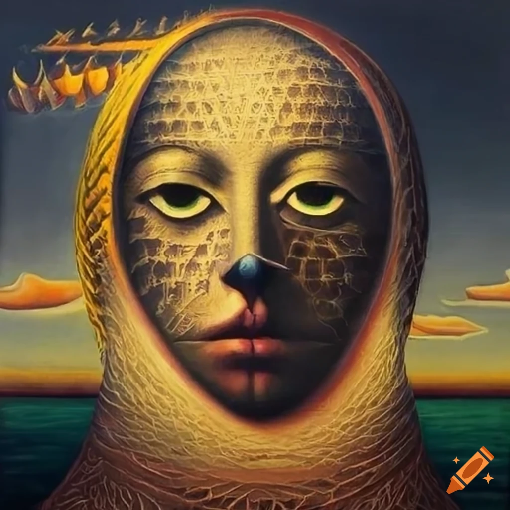 Hyper-realistic painting with elements of m.c. escher, diego rivera ...