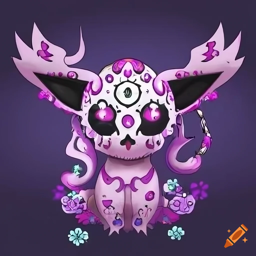 Ghost type eeveelution Pokemon with Dia de los Muertos sugar skull ...