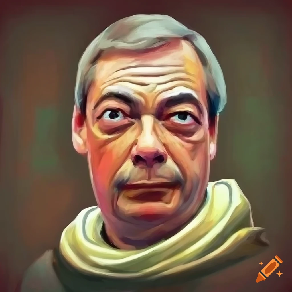 Nigel farage as a medieval monk in character art painting on Craiyon
