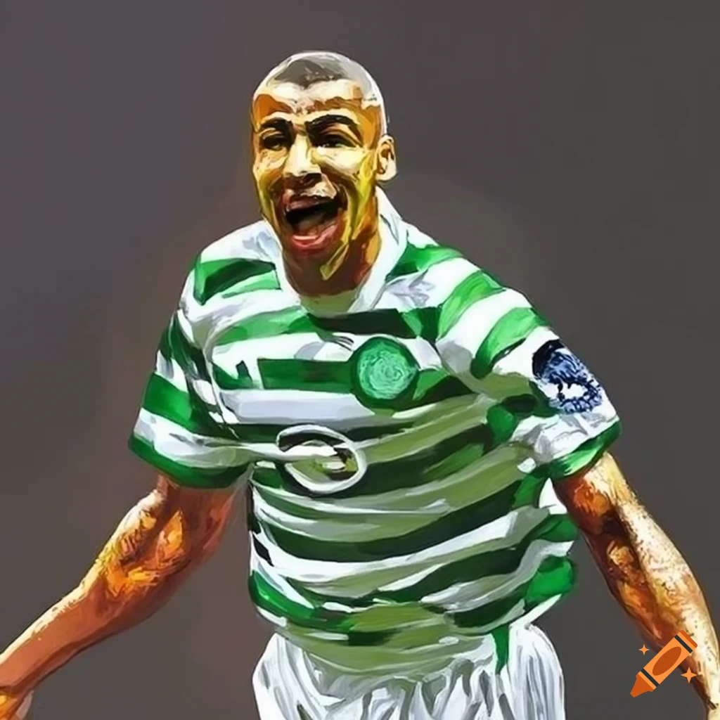 Henrik larsson in celtic top painted in van gogh style on Craiyon