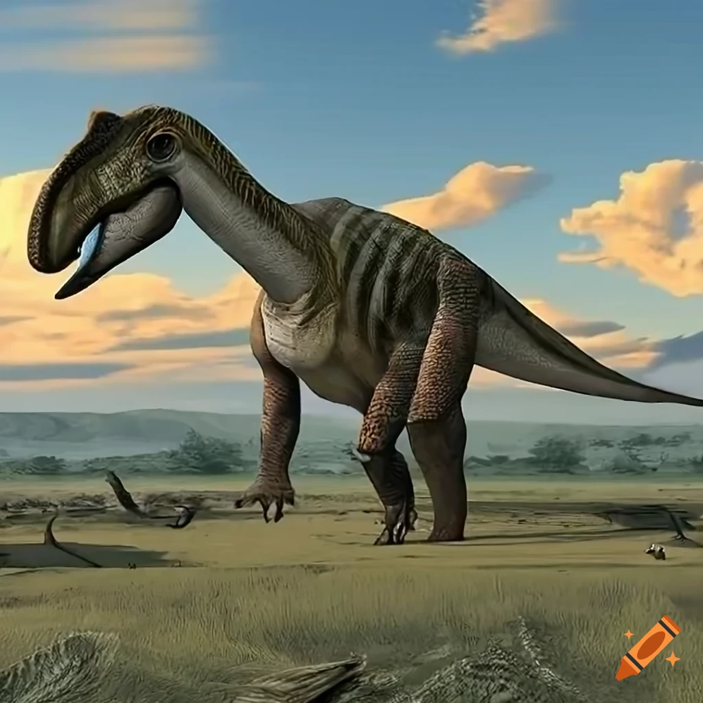 Hefty hadrosaurus dinosaur with intricate color pattern and detailed ...