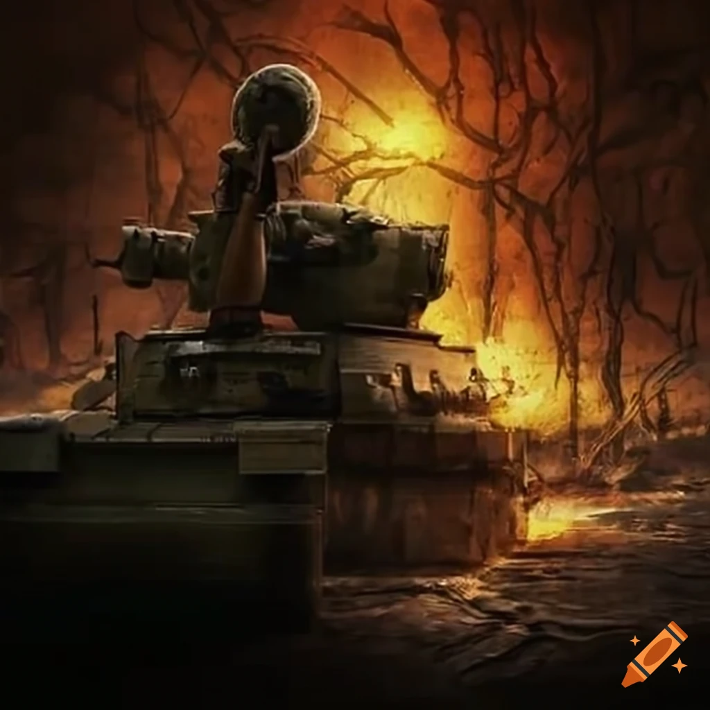 Continuous inertia war in a dramatic war scene on Craiyon