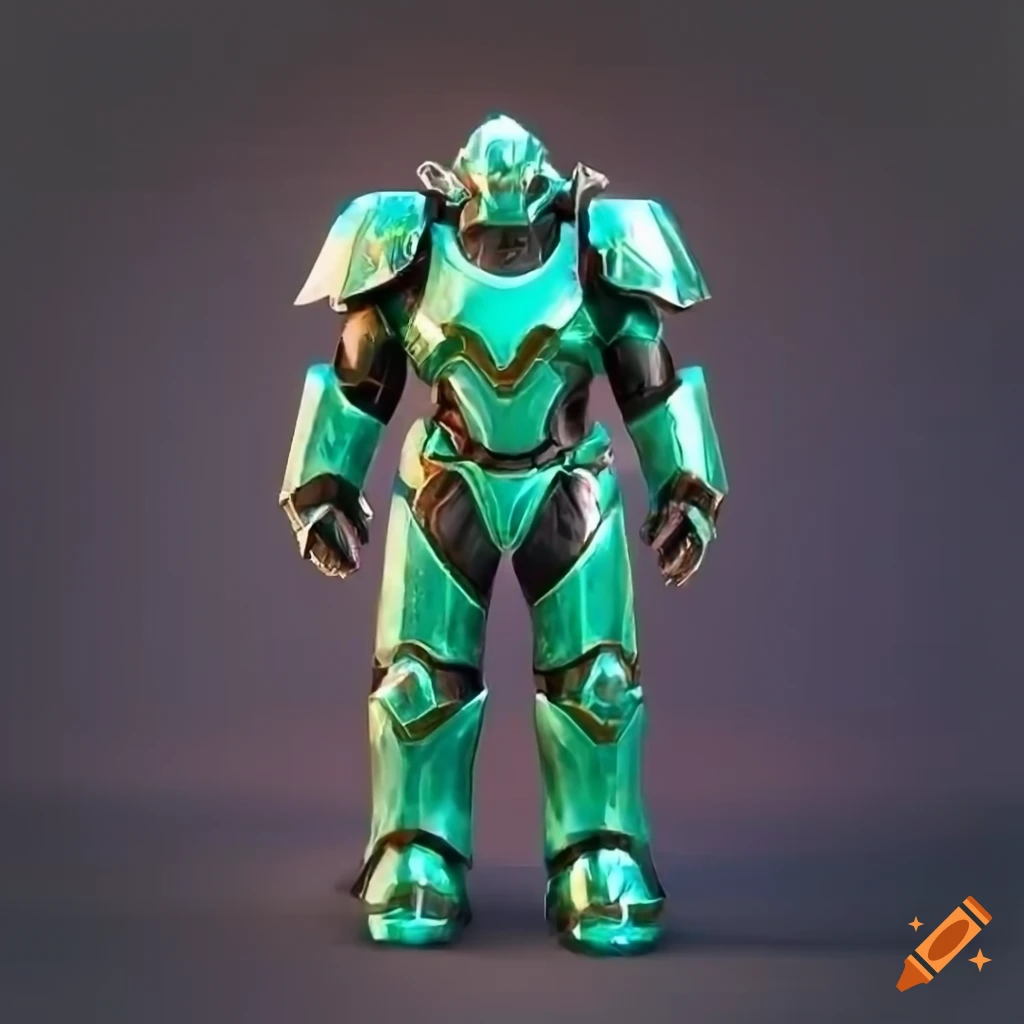 High-quality full-body emerald crystal power armor on Craiyon