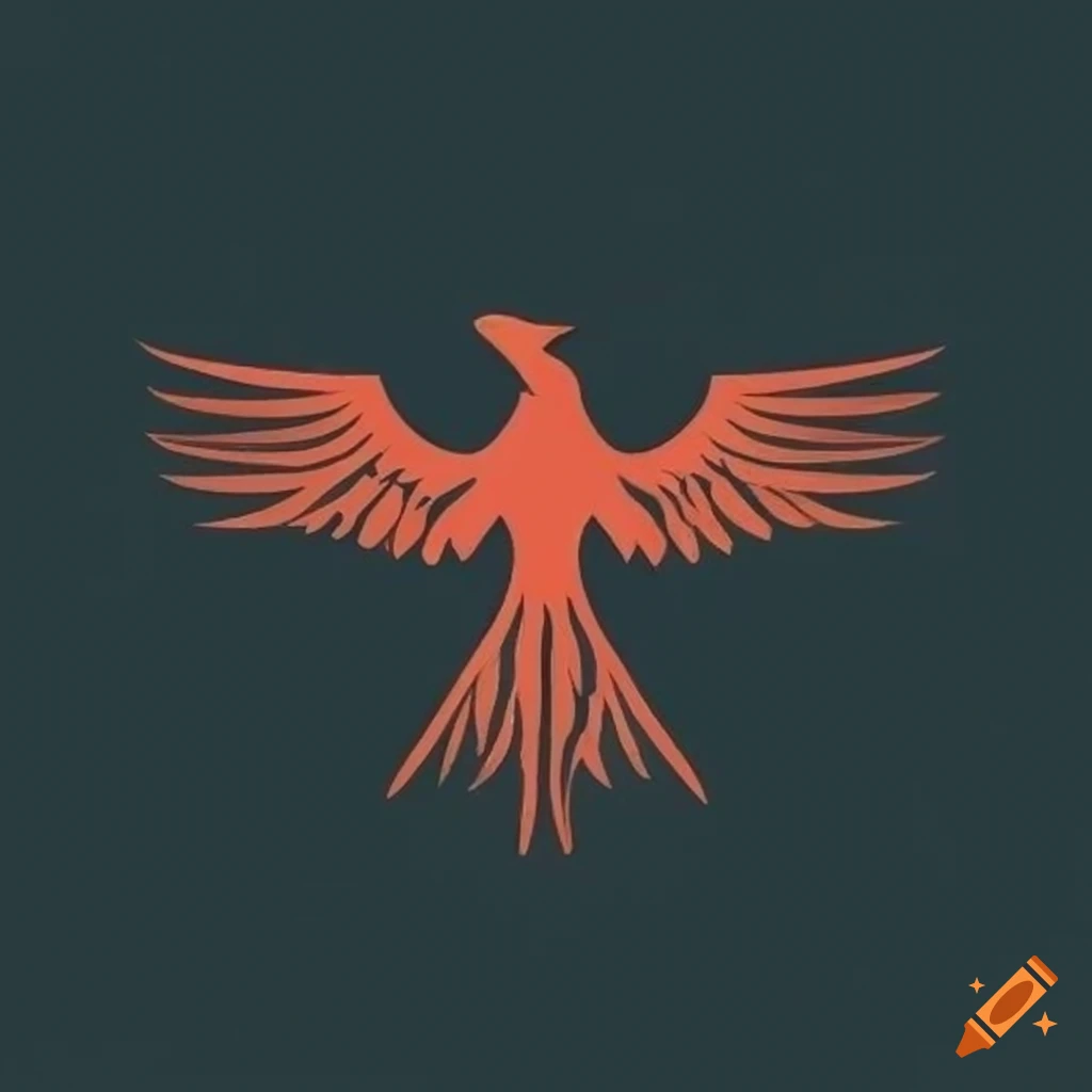 Minimalist military logo with a phoenix bird on Craiyon