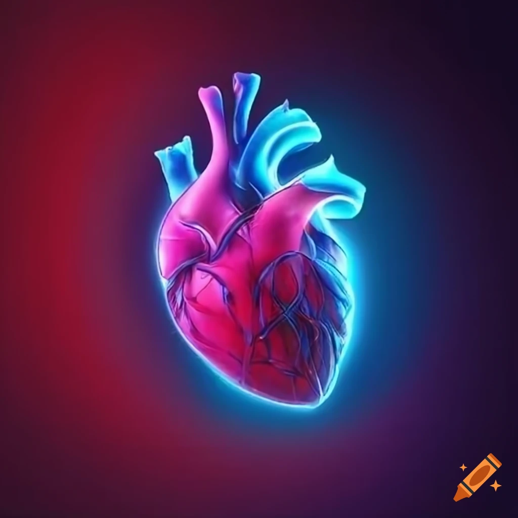 Glowing realistic heart illustration on Craiyon