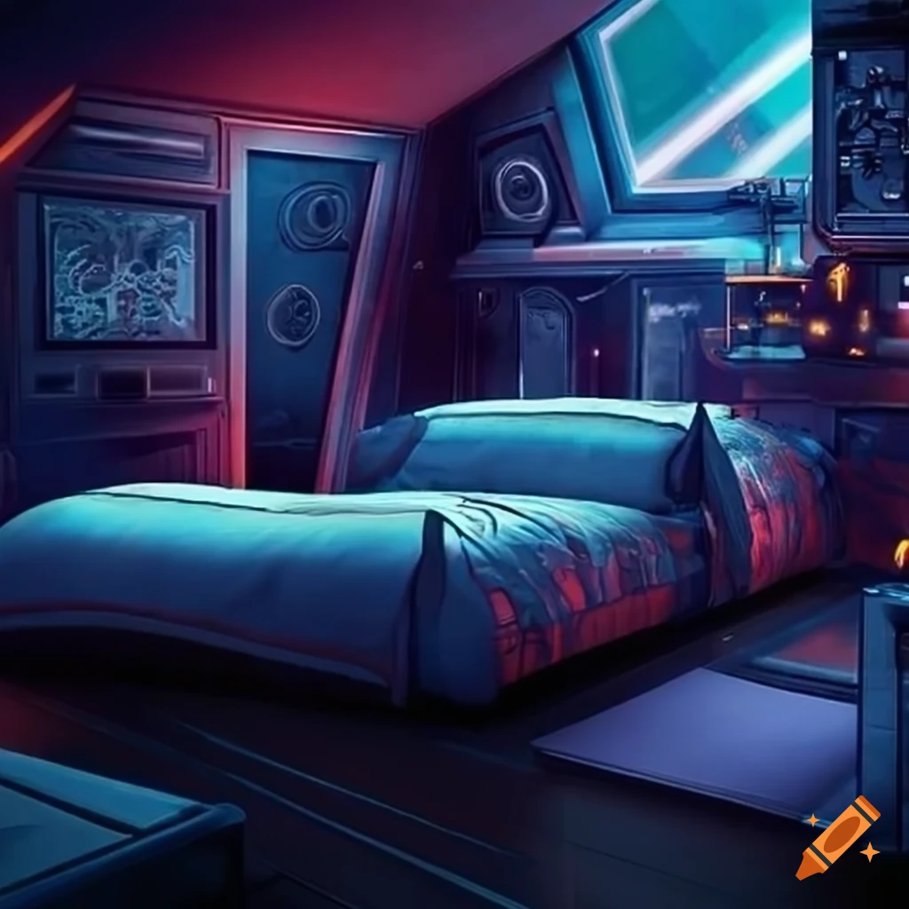 Sci-fi bedroom interior on Craiyon