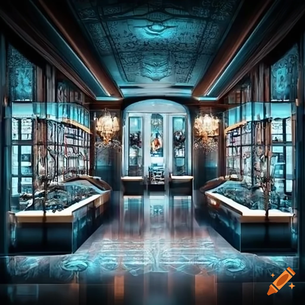 Floor plan of a luxurious jewelry store on Craiyon