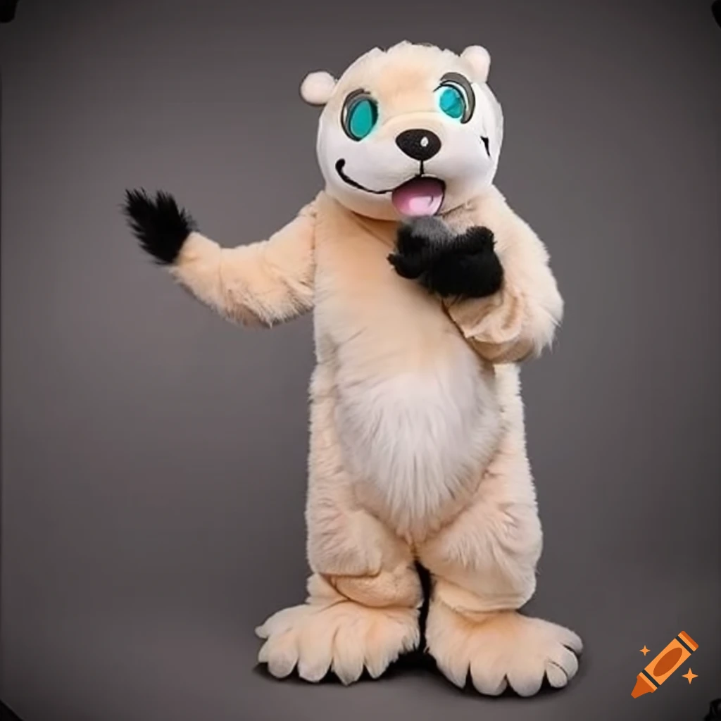 Baby wearing a full body otter mascot costume fursuit on Craiyon