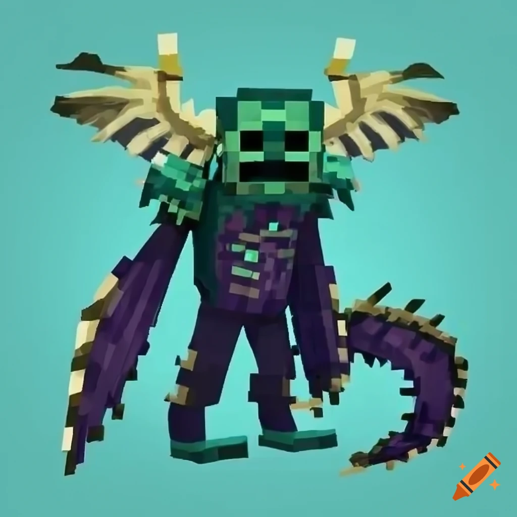Minecraft warden with dragon wings and tail on Craiyon