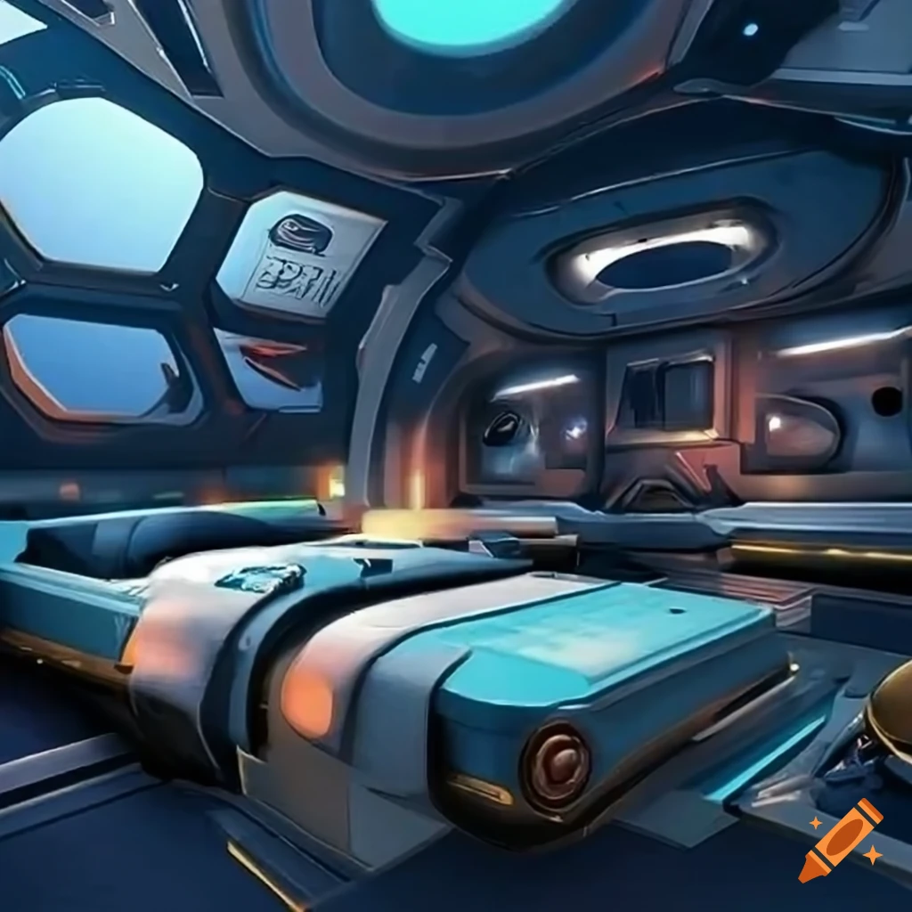 Modern sci-fi themed bedroom interior on Craiyon