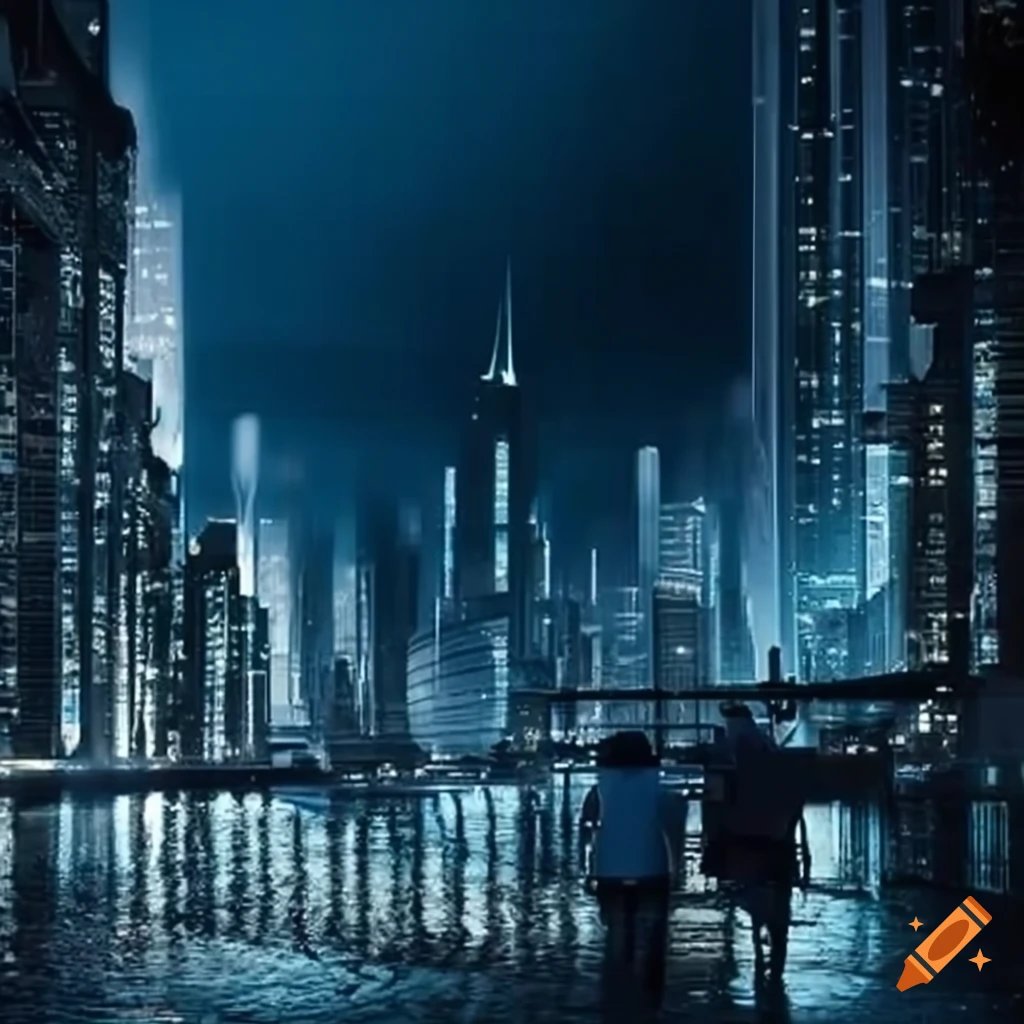 Futuristic cityscape in the year 2050 on Craiyon