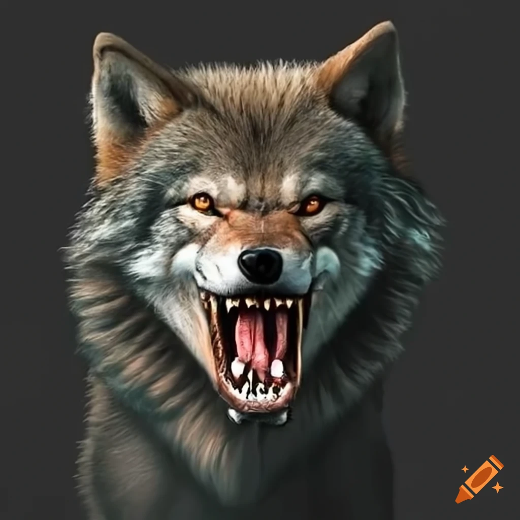 Snarling wolf on Craiyon