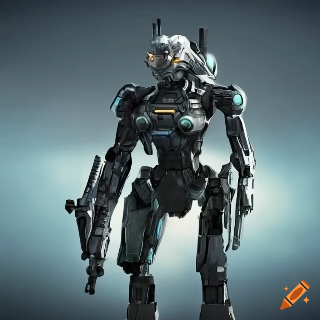 Sleek and powerful mech with athletic female lead suiting up for action ...