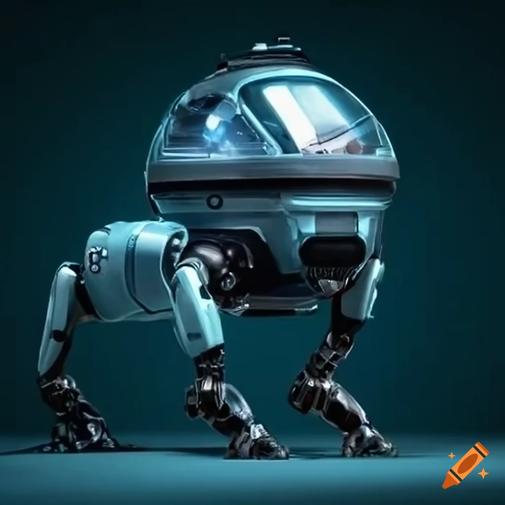 Sci-fi alien robot with a playful kitty inside on Craiyon