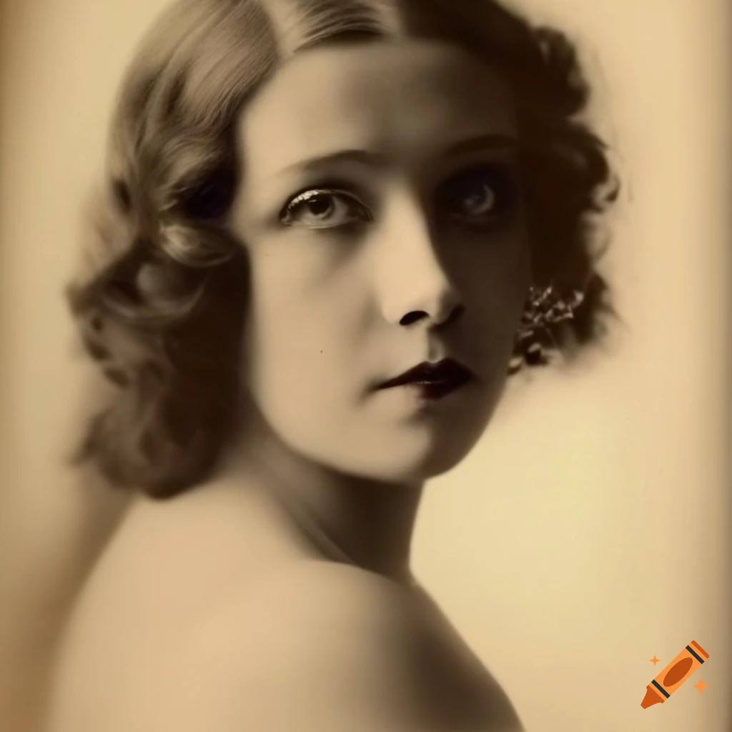 Vintage hand-tinted photograph of a woman from the 1920s on Craiyon
