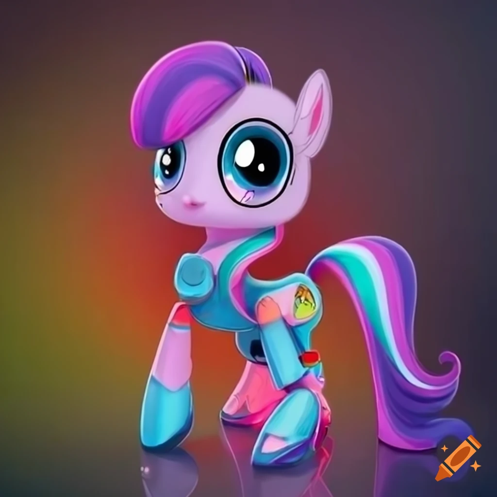 Colorful and detailed artwork of a cute my little pony robot on Craiyon