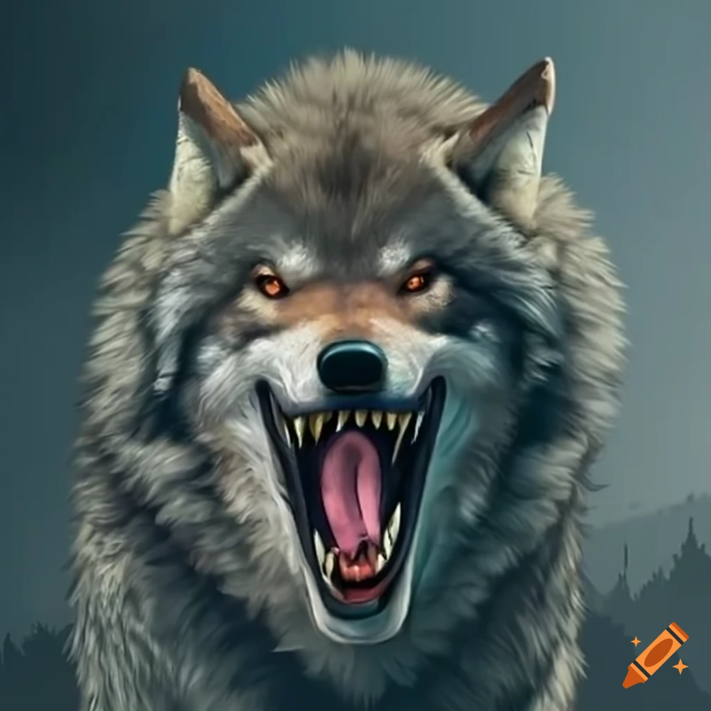Snarling wolf on Craiyon