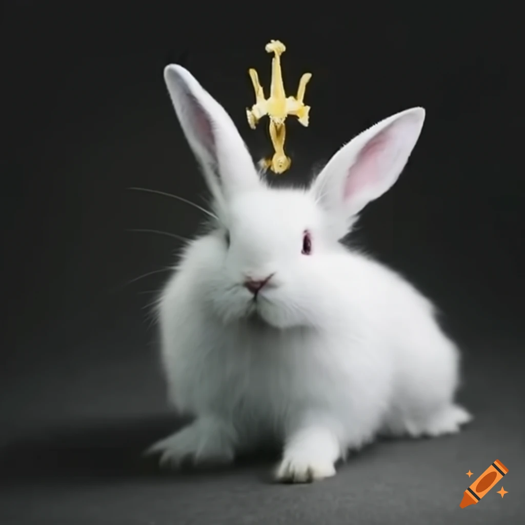 Cute white rabbit with a crown on Craiyon