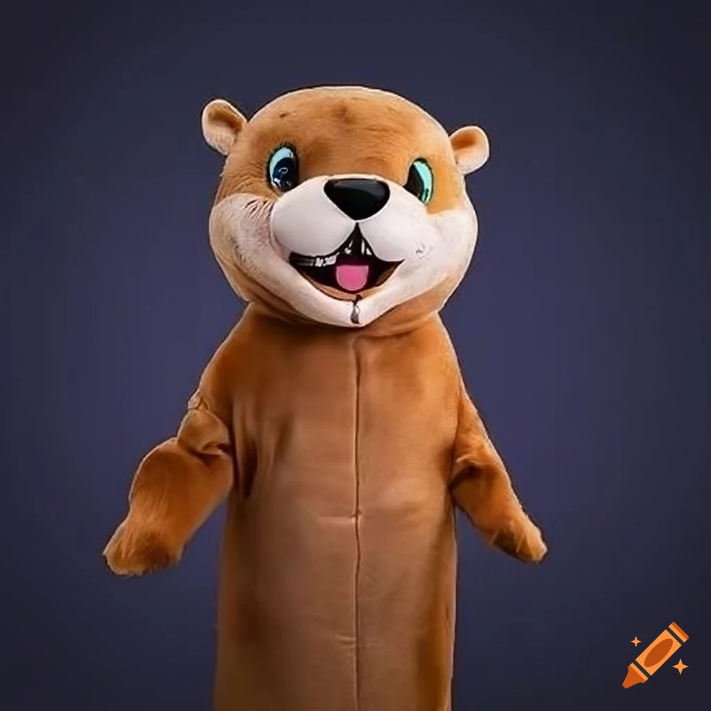 Family wearing full body otter mascot costume fursuits on Craiyon