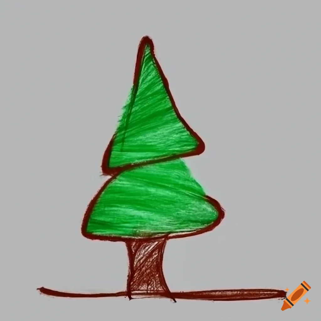 Green scribble tree with brown stem on white background on Craiyon