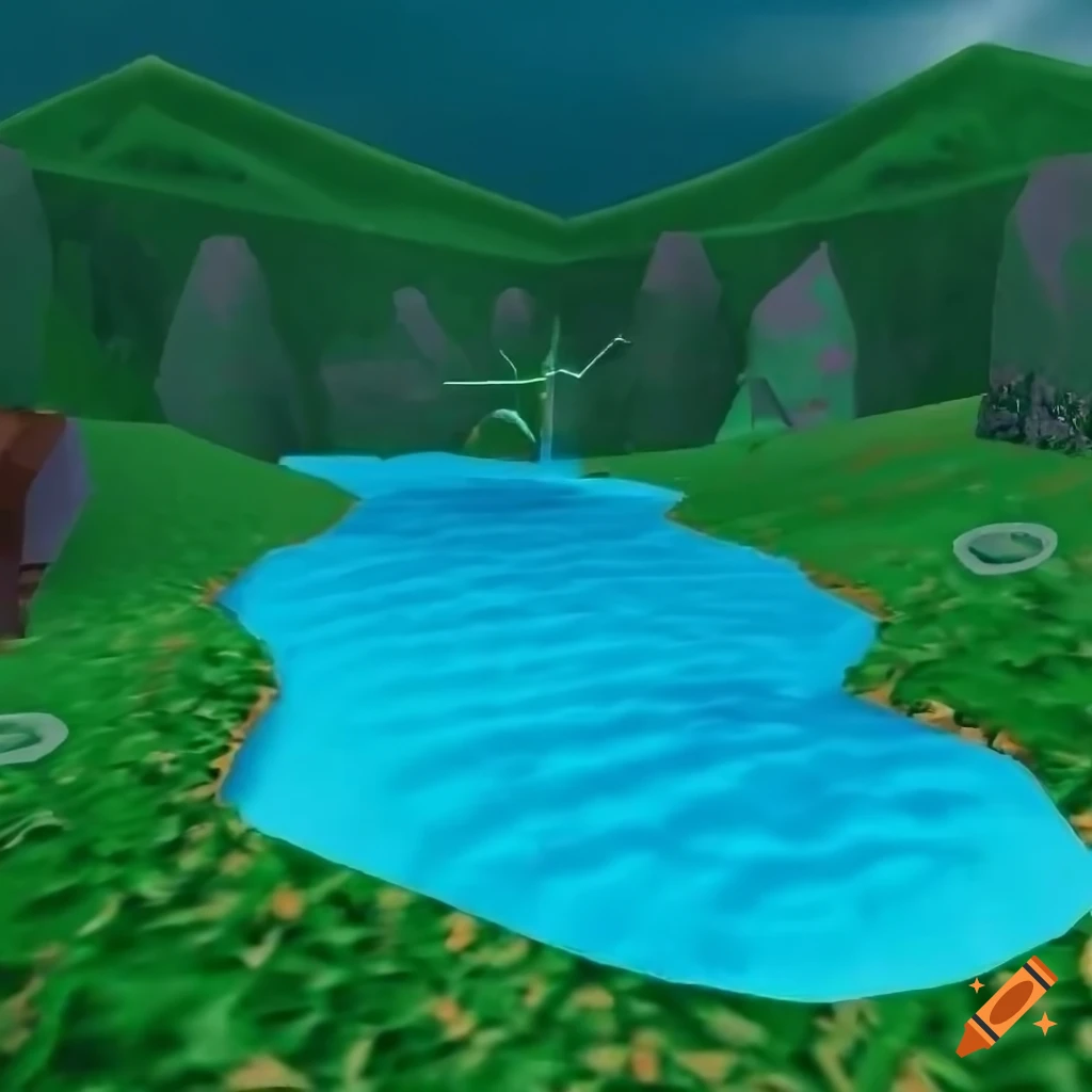 Super mario 64 piranha valley landscape on Craiyon