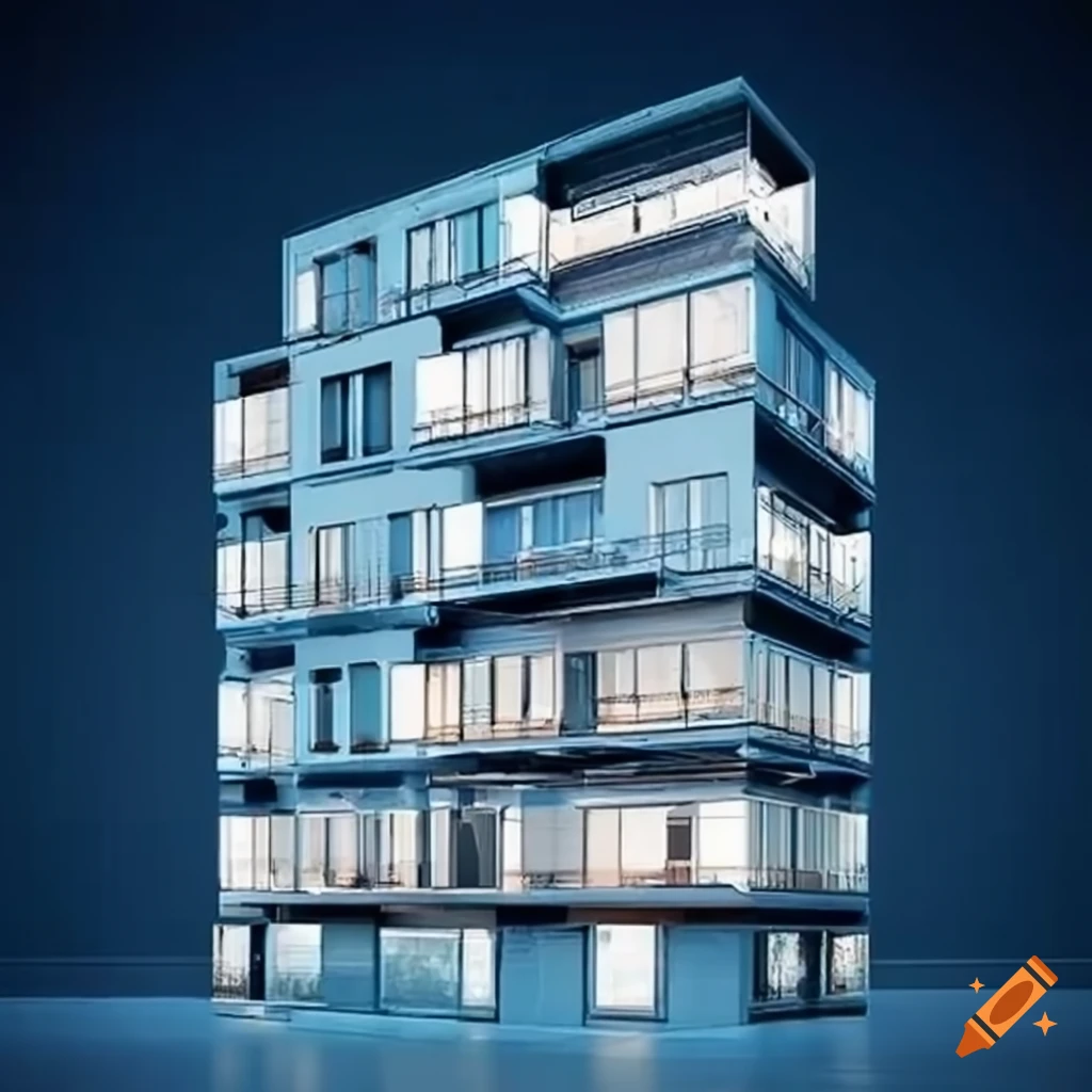 Apartment building with multiple floors and doors on Craiyon