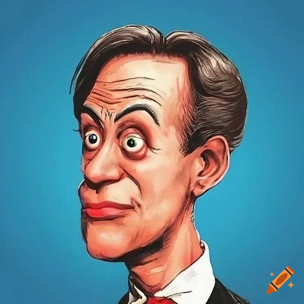 Colorful humorous book illustration of a handsome young man with big ...