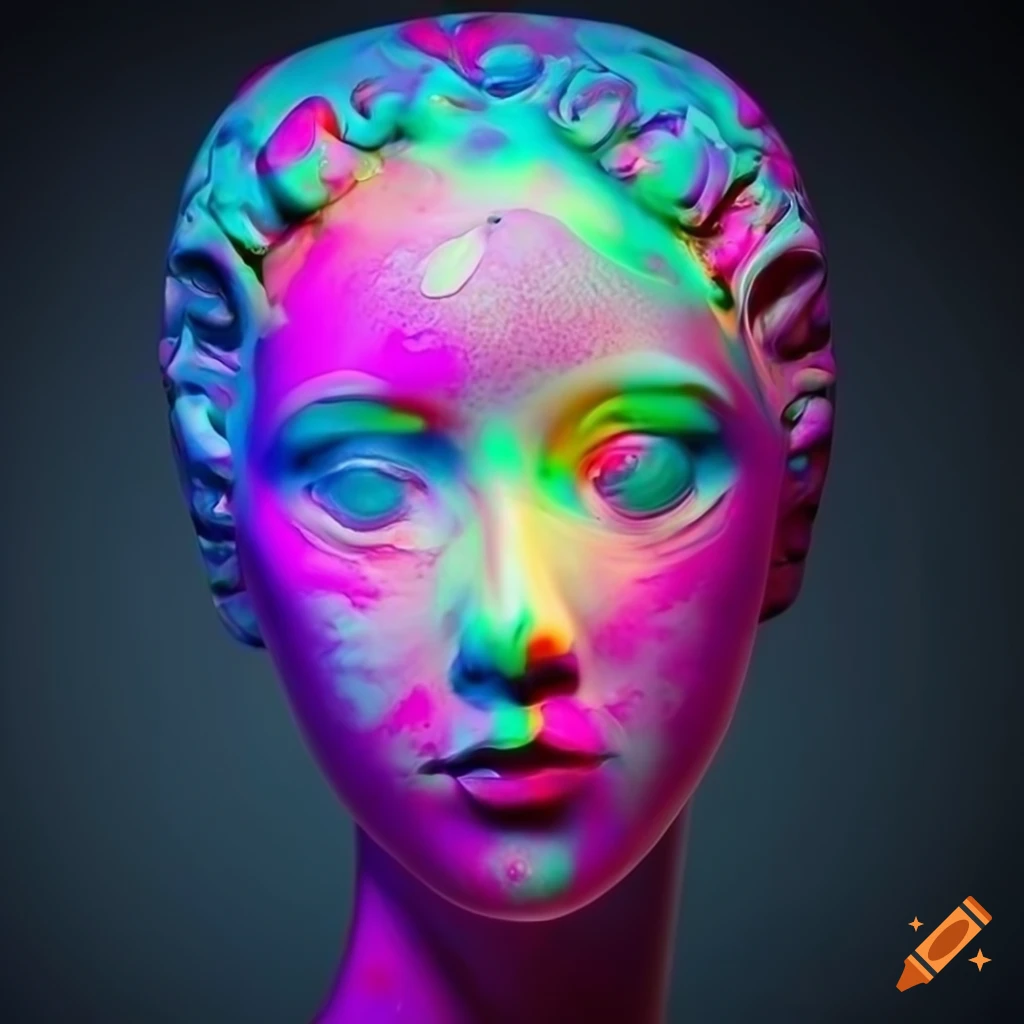 Sculpted 4k ultra hd quality random colored veined marble figures with ...