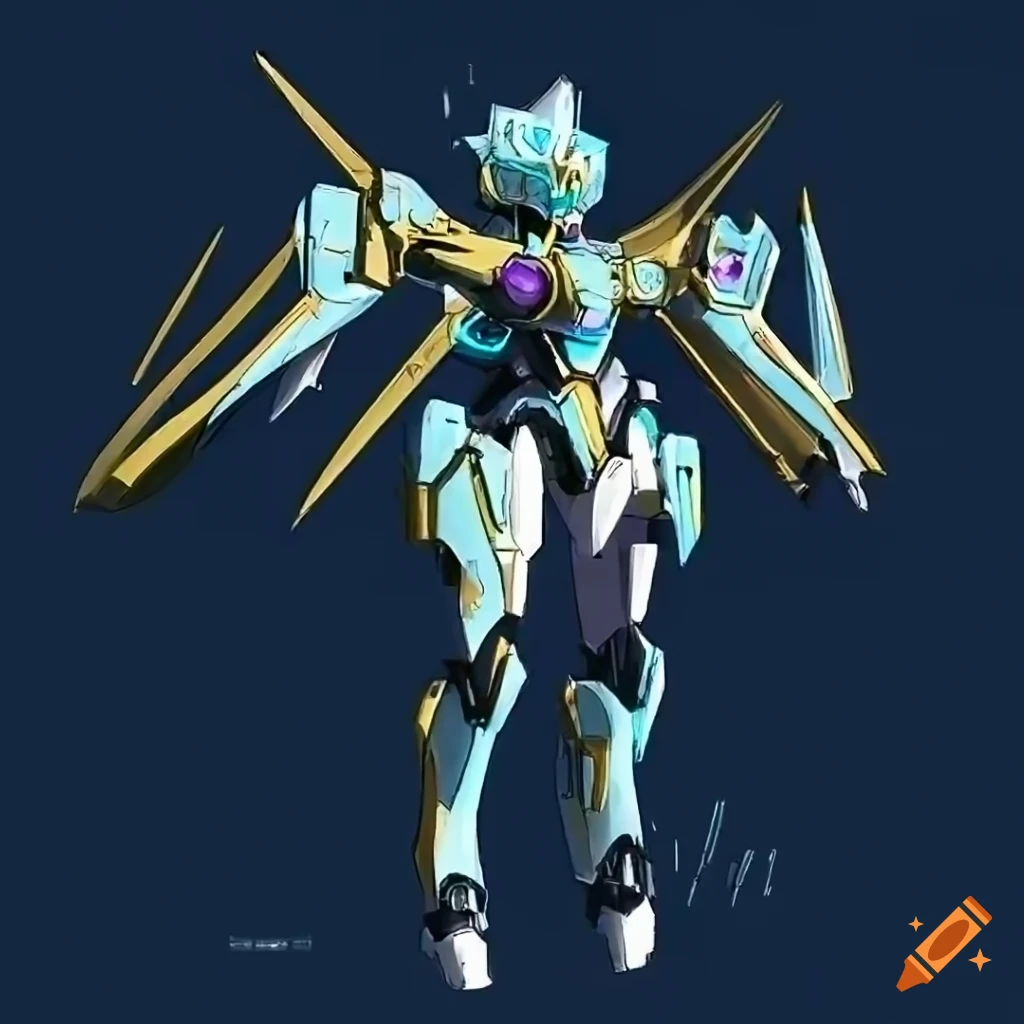 Detailed light mech design with female style from Code Geass on Craiyon