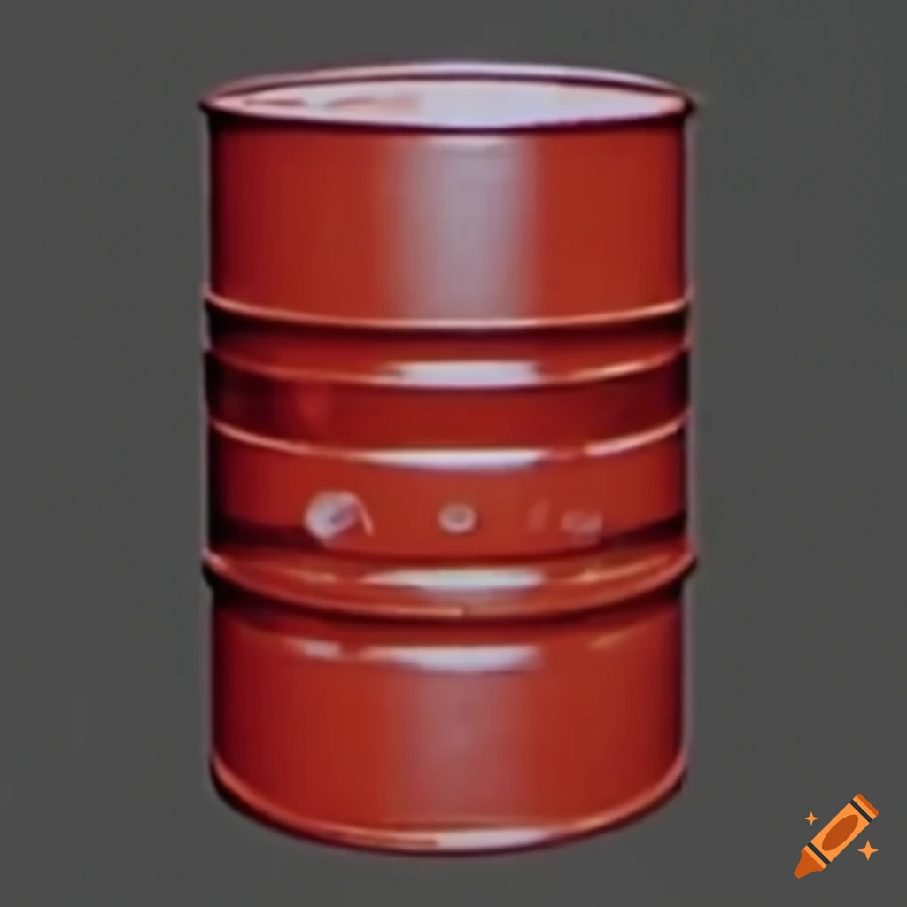 Vintage red metal barrel front view on Craiyon