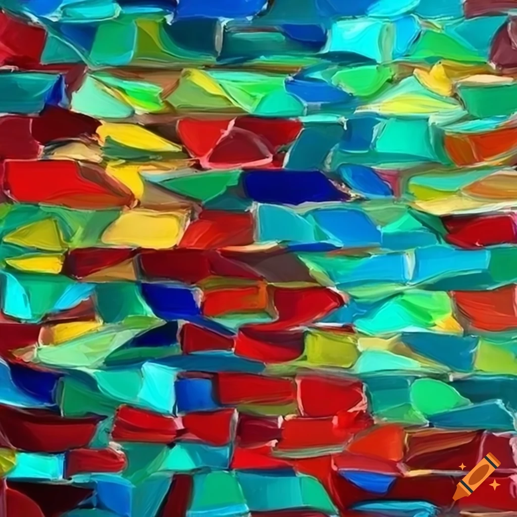 Abstract geometric patterns in red, blue, green, and yellow colors with ...