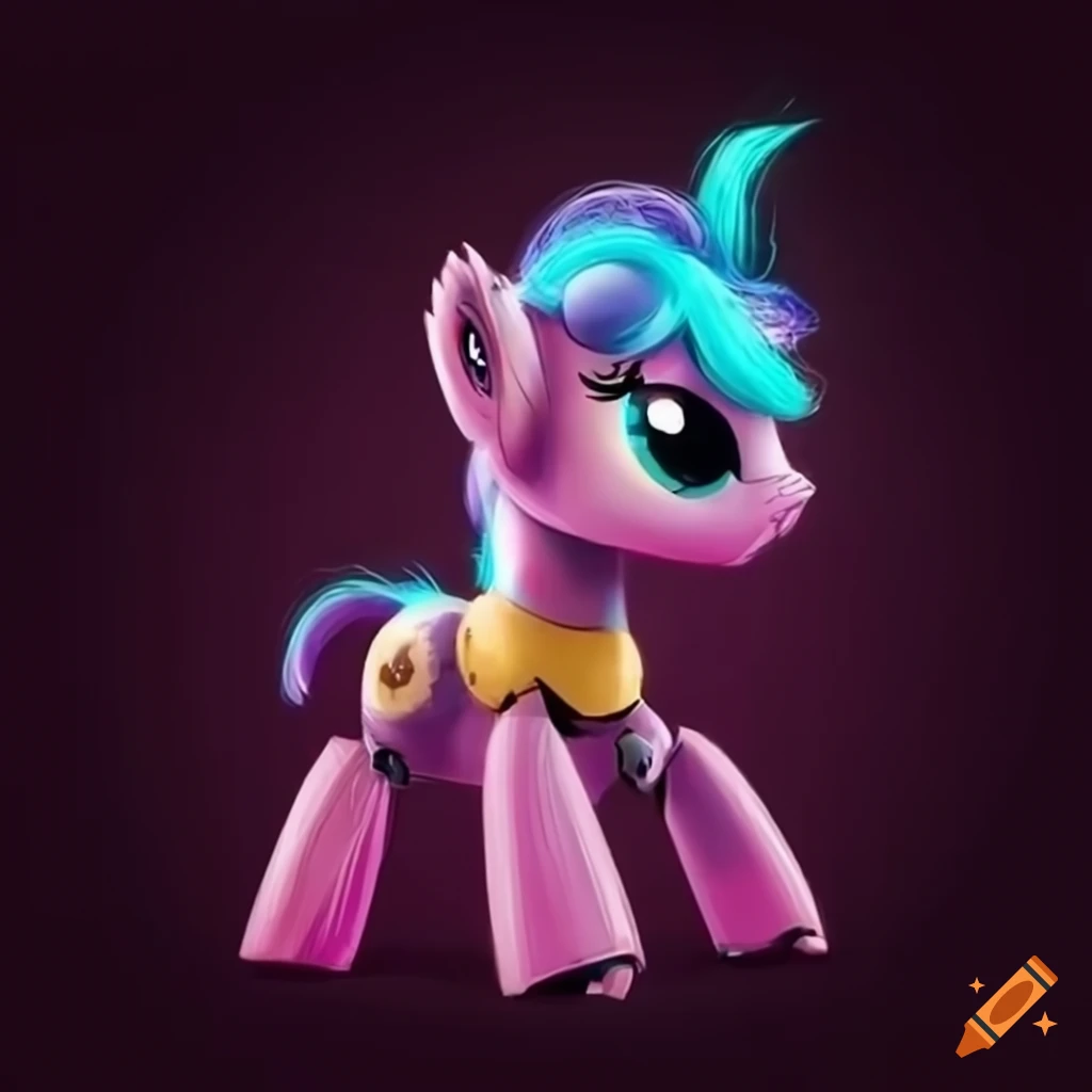 Colorful and detailed artwork of a cute my little pony robot on Craiyon
