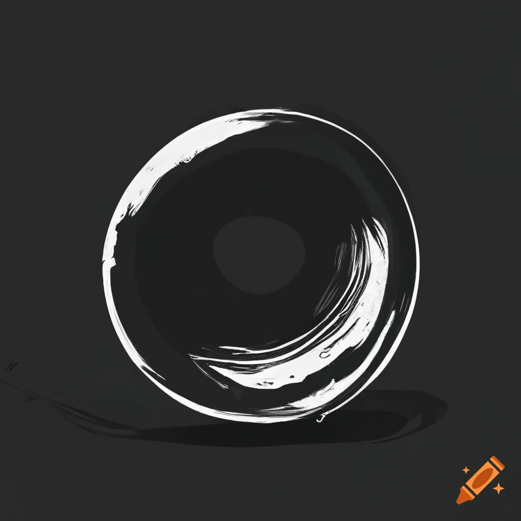 Simplistic black and white low-detail frisbee drawing on Craiyon