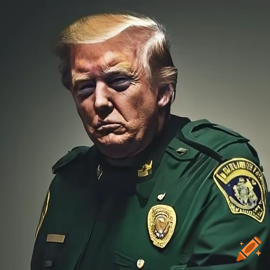 Satirical depiction of donald trump as a us border patrol officer on ...