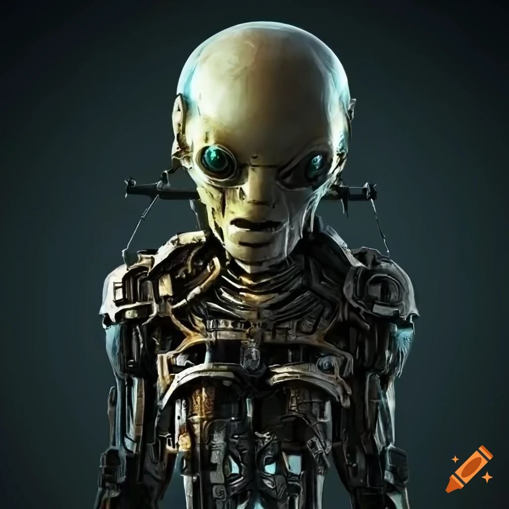 Sci-fi bio-mechanical alien creature on Craiyon