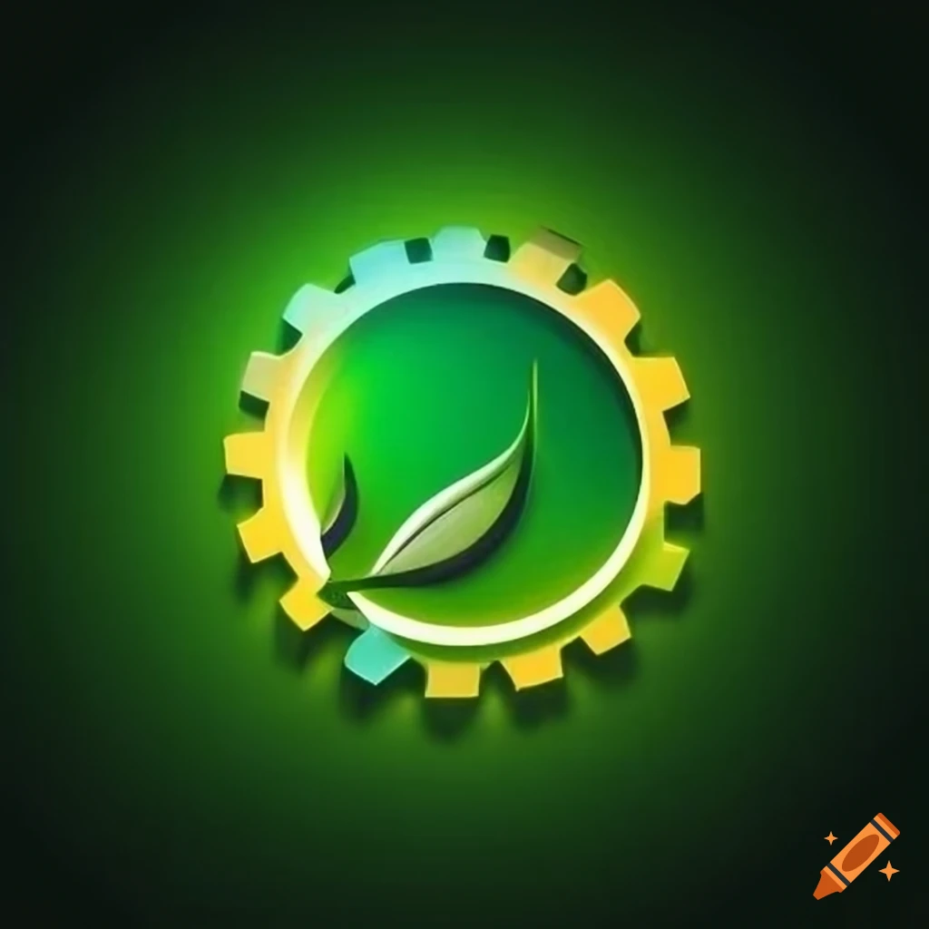 Leaf and gear logo symbolizing sustainable technology and environmental solutions on Craiyon
