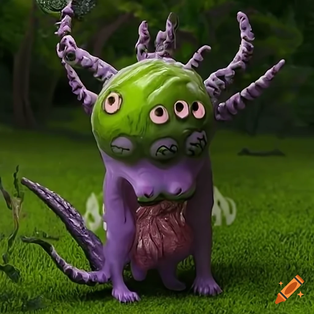 Mythical creatures and mutant omega mart lemon fruit monster in a ...