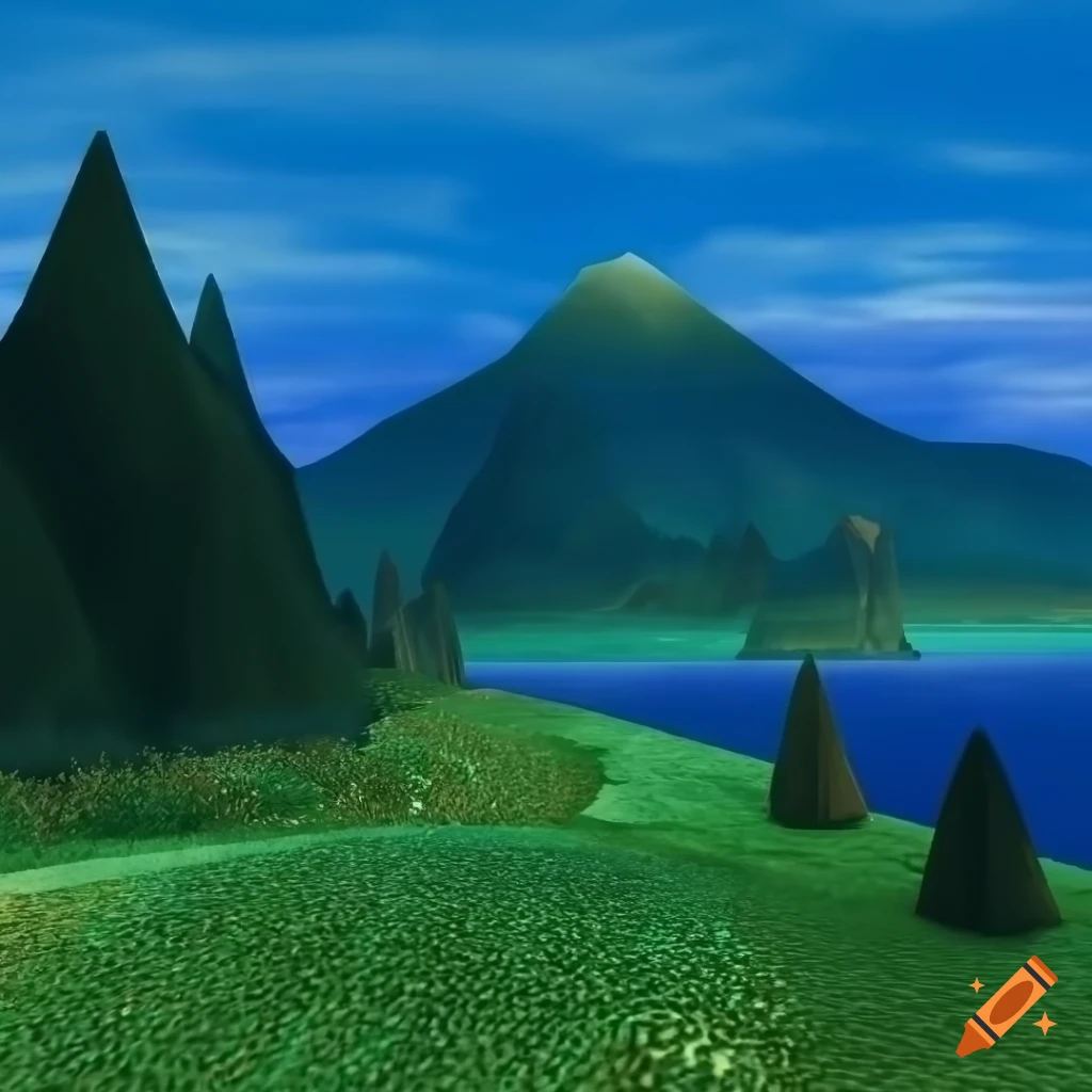 Idyllic islands landscape in super mario 64 on Craiyon