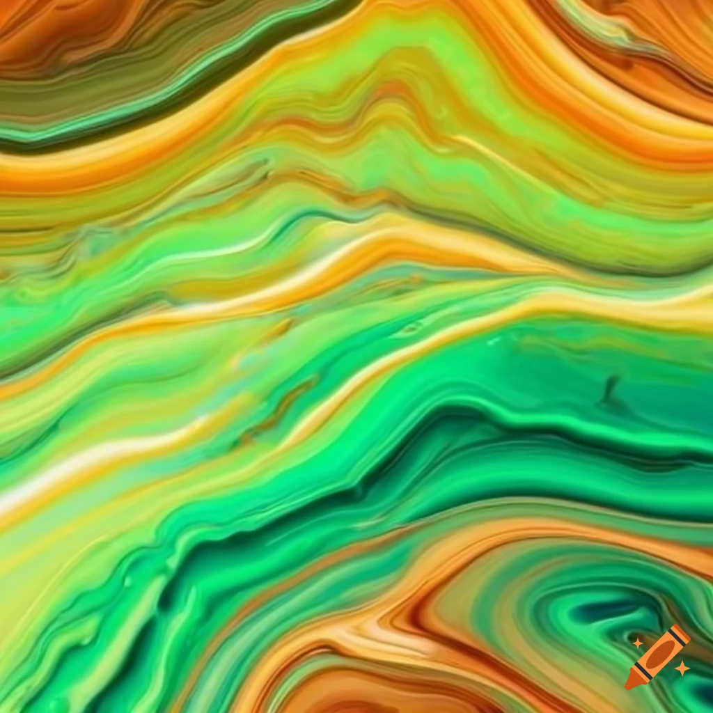 Yellow, green, and orange water marble pattern on Craiyon