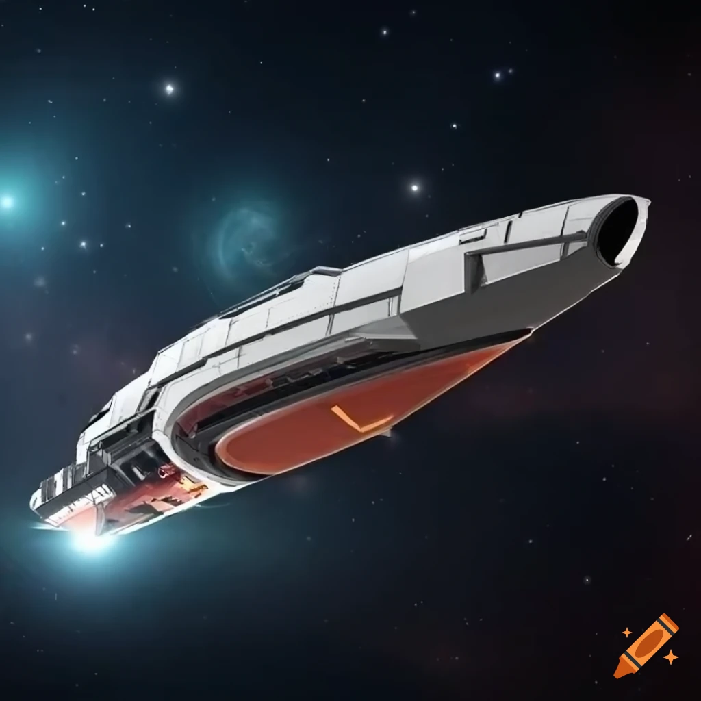 Futuristic space sailing ship among interstellar planets and stars on ...